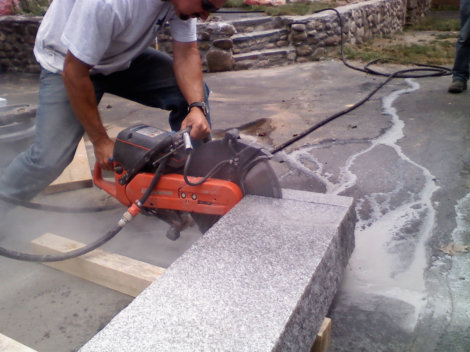 RL Sanborn Masonry: Solid granite steps installation with cobblestone ...