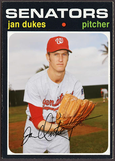 WHEN TOPPS HAD (BASE)BALLS!: NOT REALLY MISSING IN ACTION- 1971 JAN DUKES