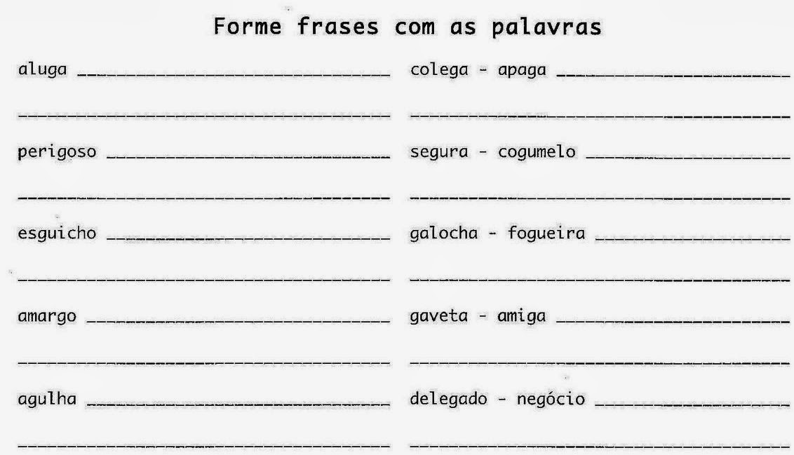 Pedagogas da paz: Forme frases - produção de frases