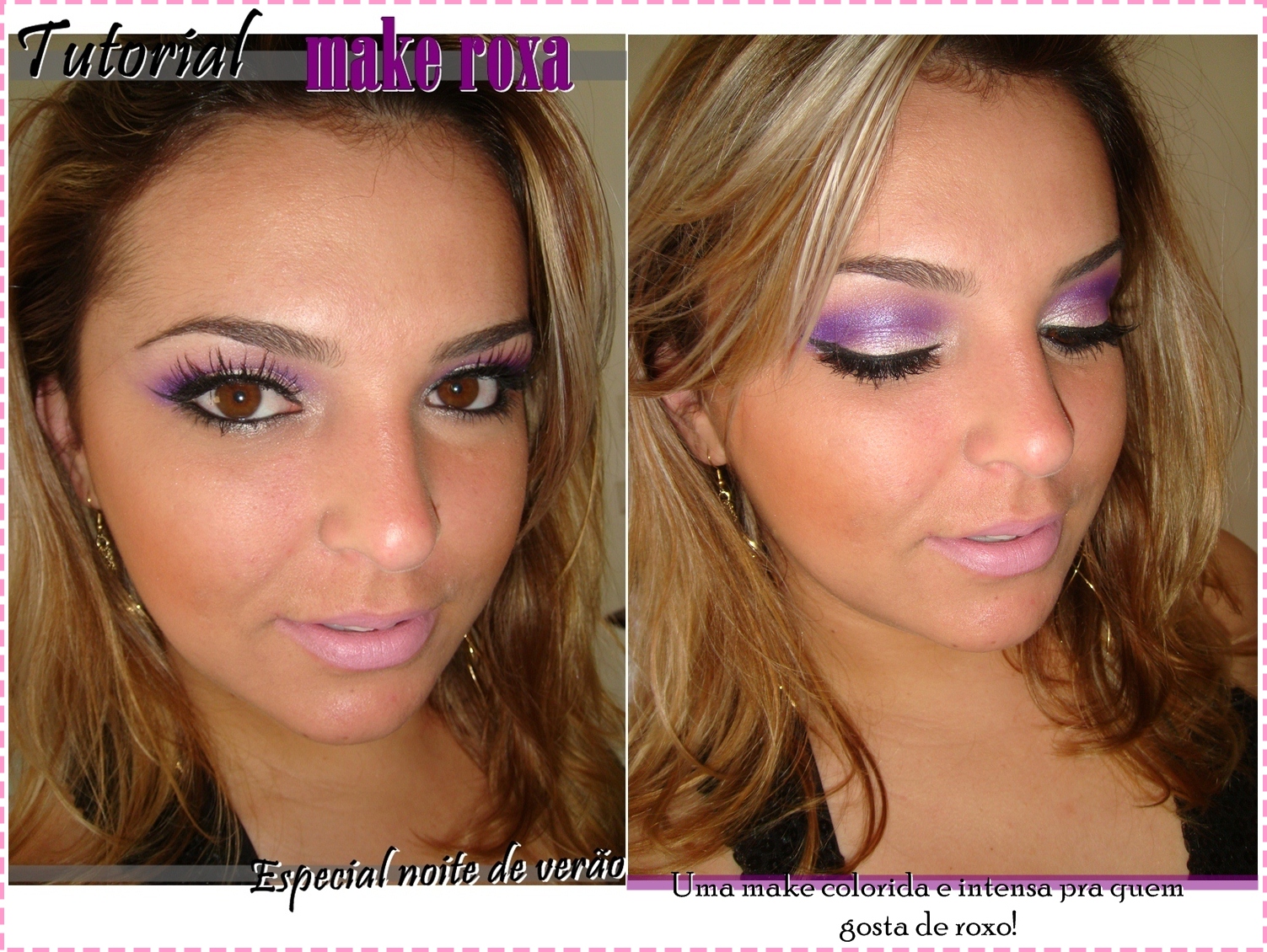 Tutorial maquiagem roxa - PRODUTINHOS NO CABELO