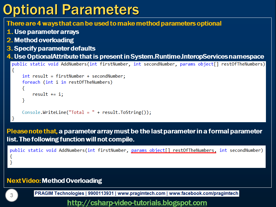 Sql Server Net And C Video Tutorial Part 67 Optional Parameters