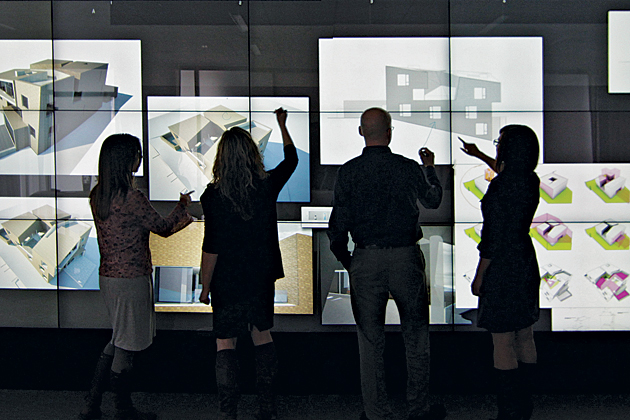 Touchscreen conference wall with 160 acres of virtual space ...