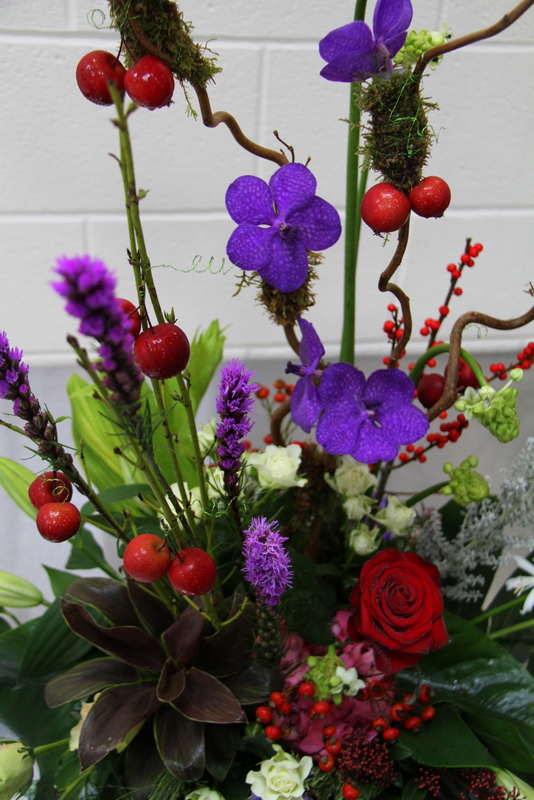 Deep Purple Purple & Ruby Red Romantic Flower Design Arrangement