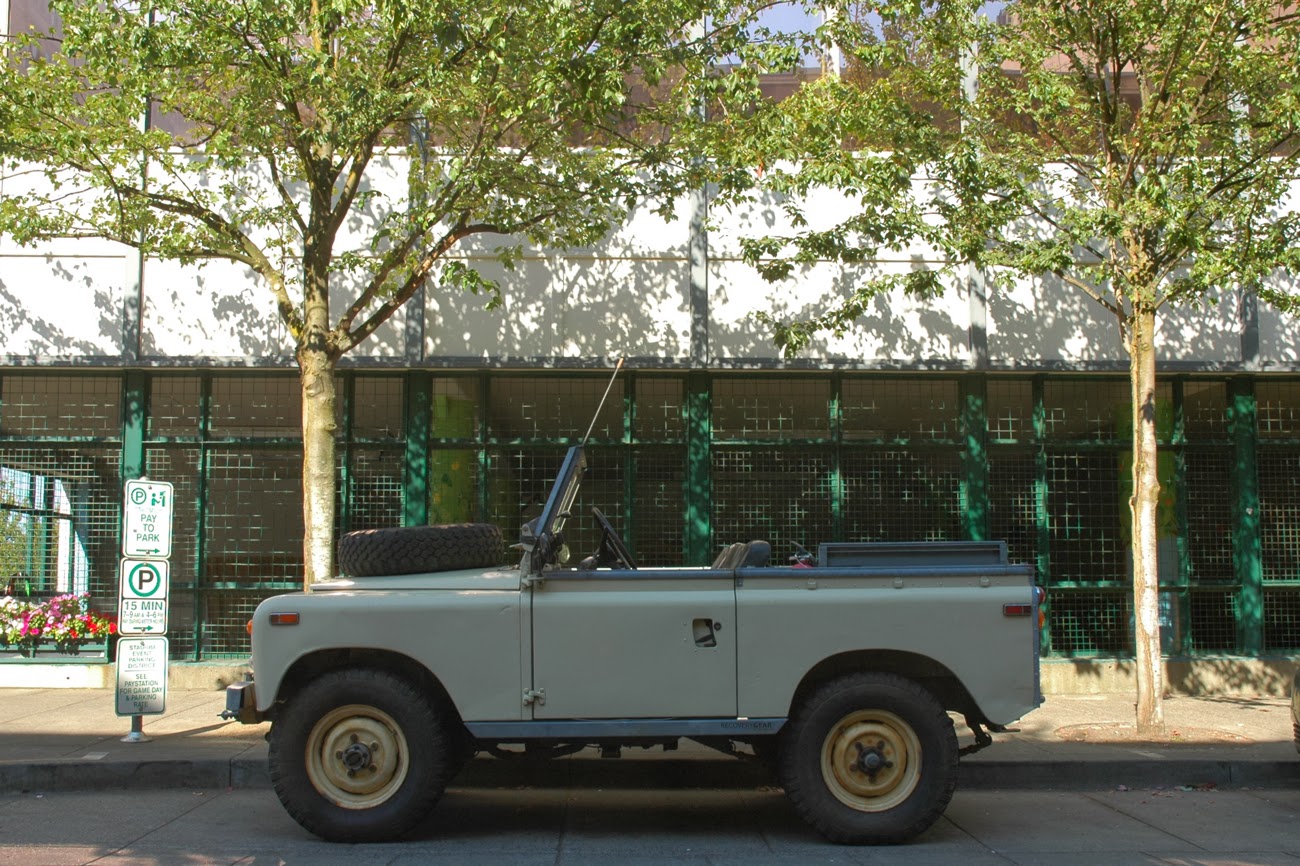 OLD PARKED CARS.: 1969 Land Rover Series IIA 88 Convertible.