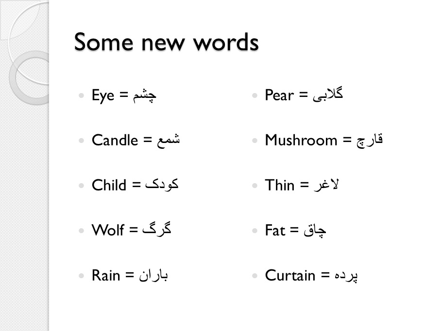 The Farsi Language: Lesson 2 - Vocabulary