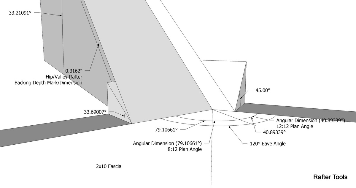 Roof Framing Geometry: Irregular Hip Roof Valley Rafter Framing