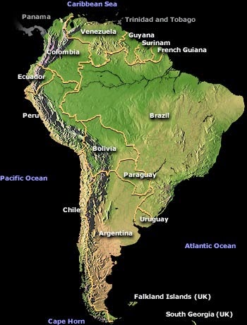 South America Physical Map