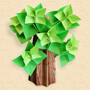 origami oak tree ~ easy paper craft for kids