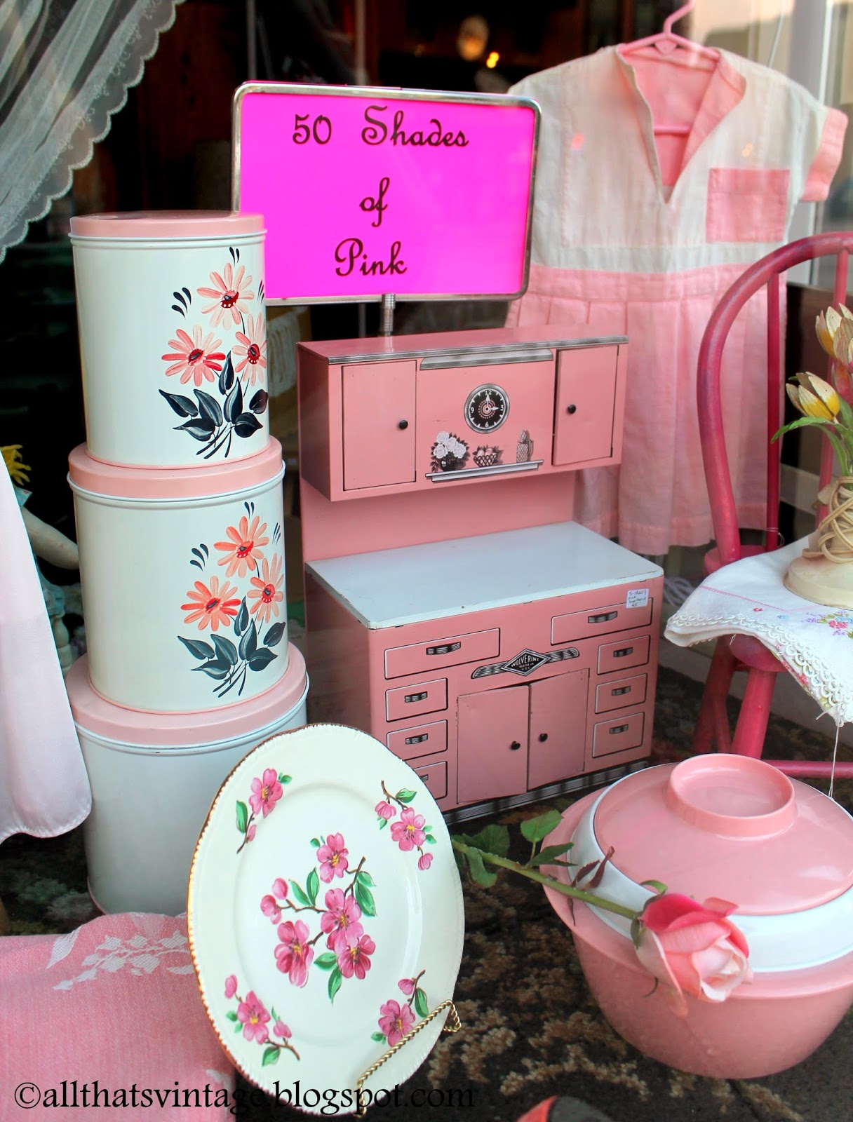 All That's Vintage: Window Display: Fifty Shades of Pink