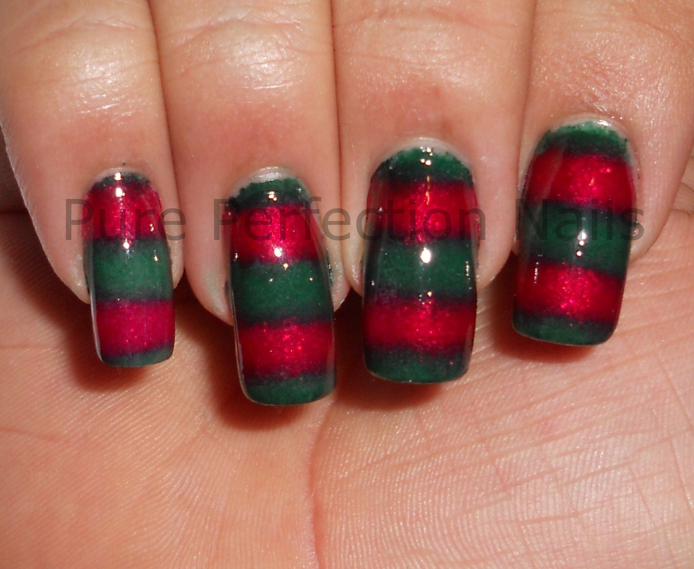Pure Perfection Nails: The Colors Of Christmas Fade & Stamping Nail Art