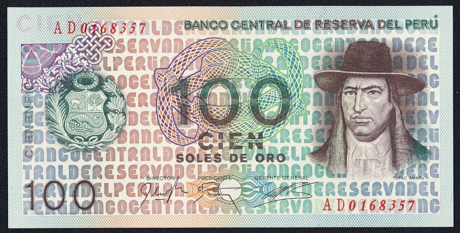 Peru 100 Soles de Oro banknote 1976 Tupac Amaru II|World Banknotes ...