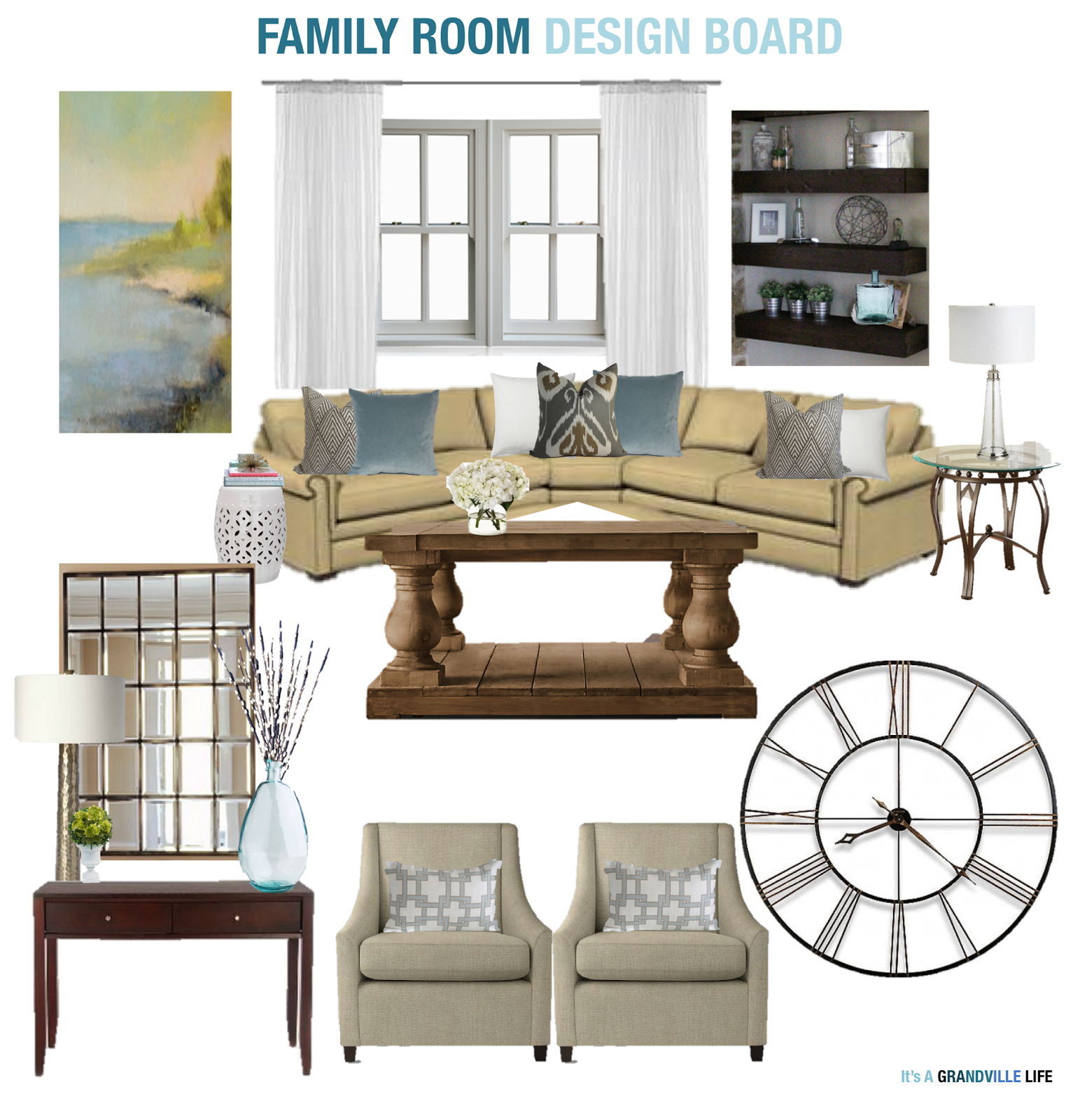 It's A Grandville Life : Family Room Design Board