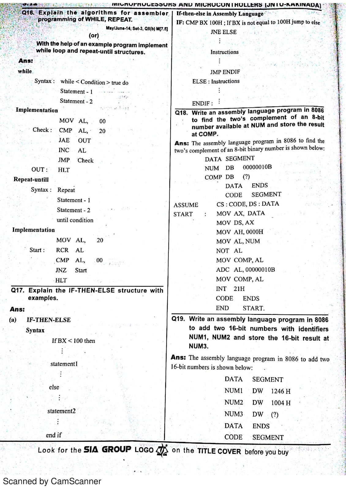 8086 microprocessor assembly language programs examples