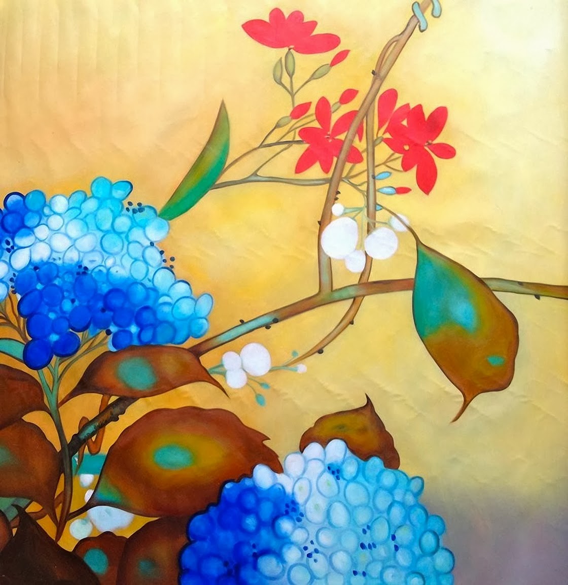 25 Gambar Lukisan Bunga dan Pohon High Resolution - Seni Rupa