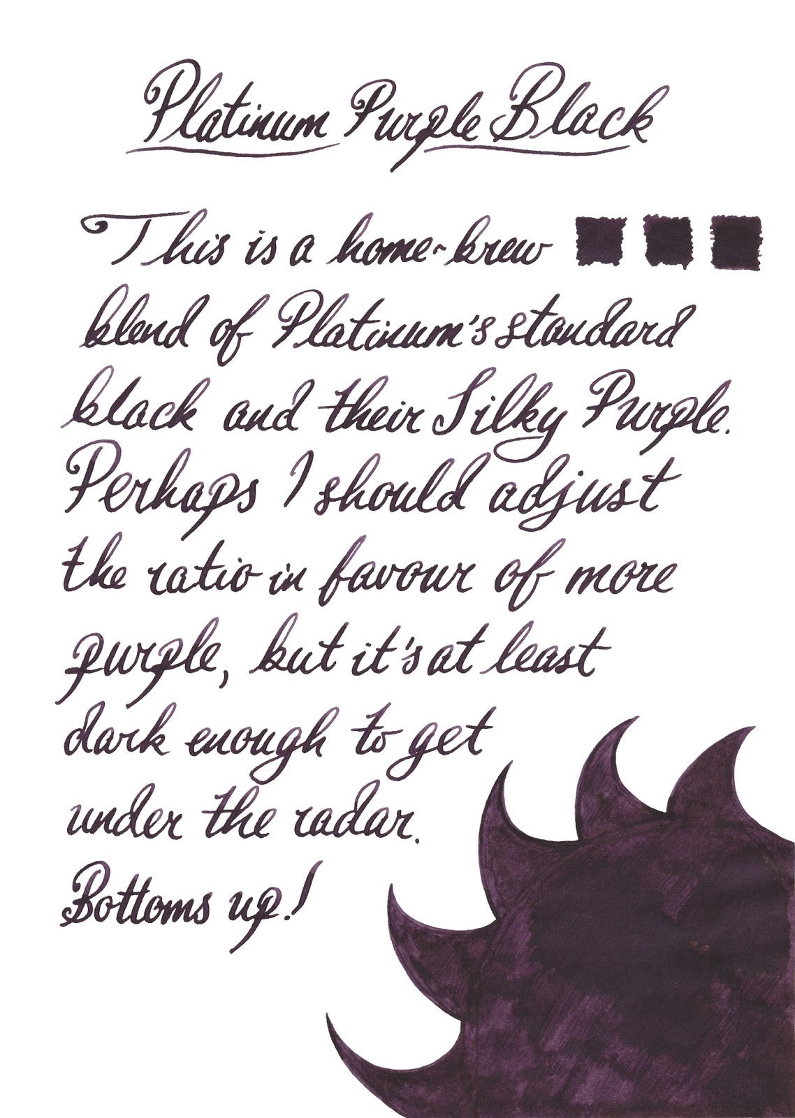 Too many purples: Platinum Purple Black (DIY mix) fountain pen ink