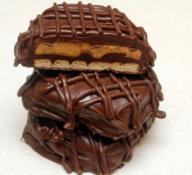 CHOCOLATE DIPPED GRAHAM CRACKERS STUFFED WITH A BUCKEYE FILLING!!!