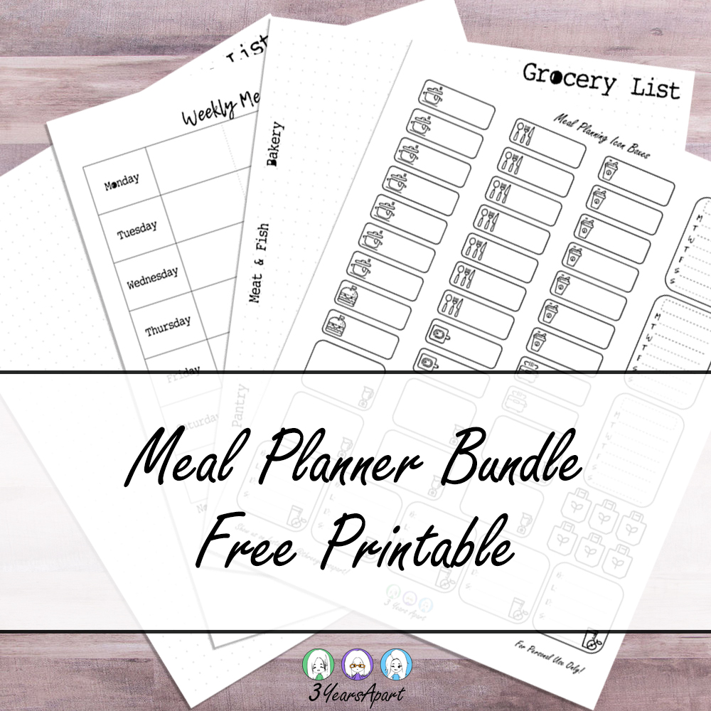 Meal Planning Bundle - Free Bullet Journal and Planner Printable | 3 ...