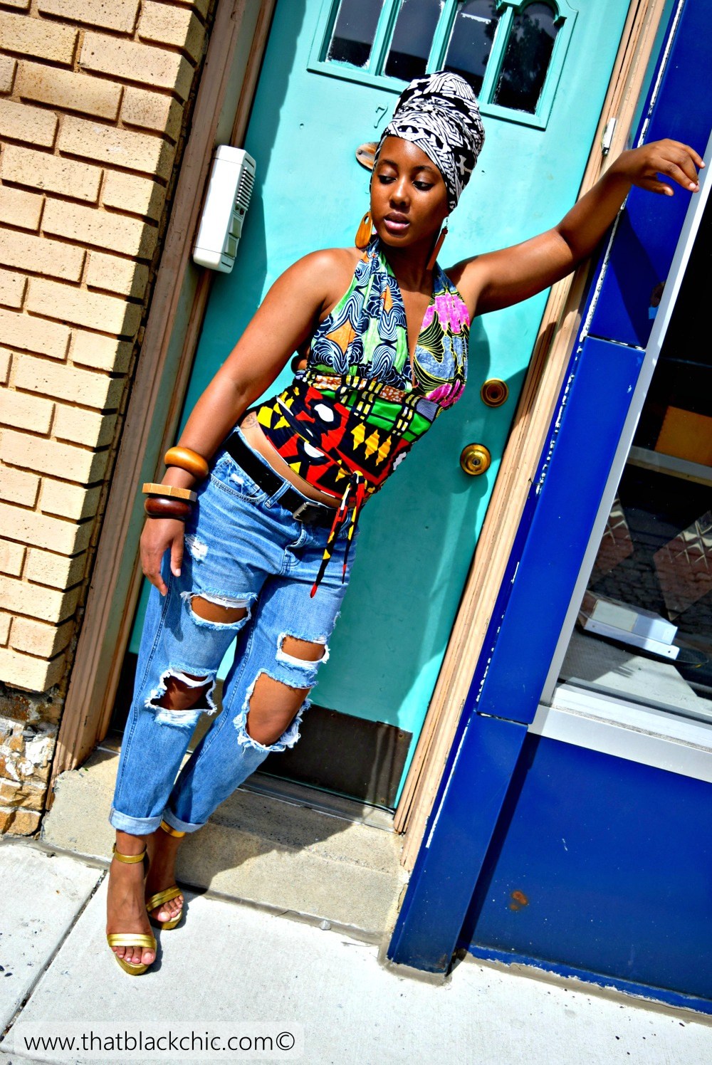 An Ankara Color-blocked Halter Top [Sew What? Series Self-drafted ...