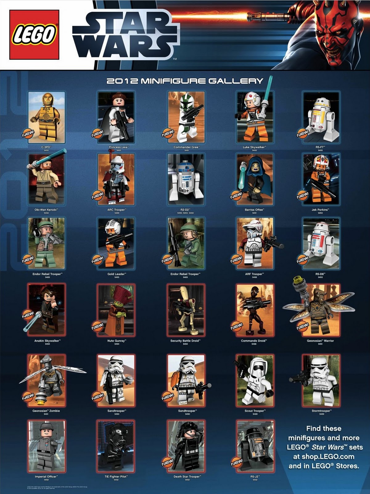 Brickoba: 2012 Lego Star Wars Minifigures Poster