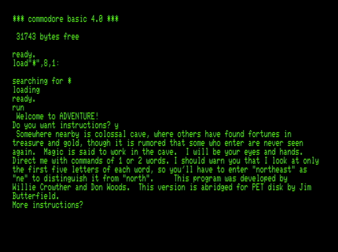Tynemouth Software: Commodore PET text adventures