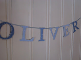 Kort og søm: Bokstav vimpel i blått!