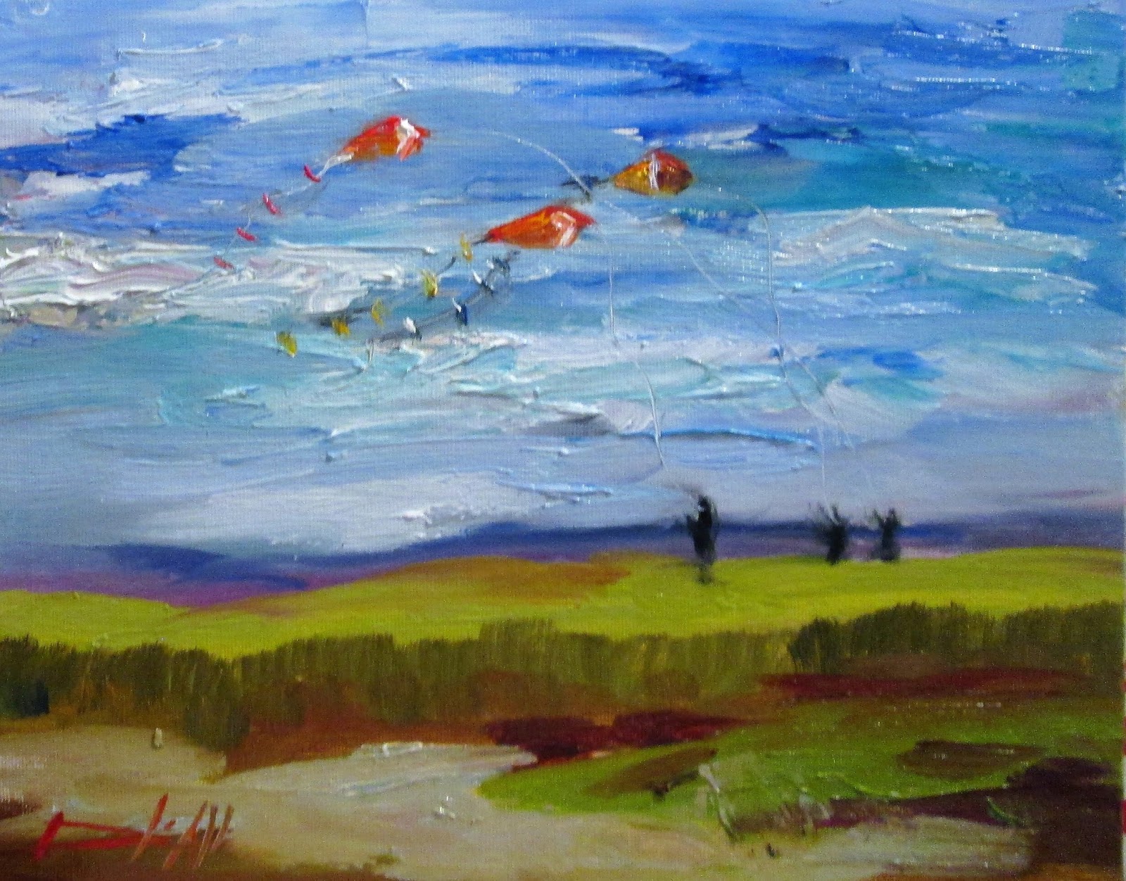Painting of the Day, Daily Paintings by Delilah: Flying Kites