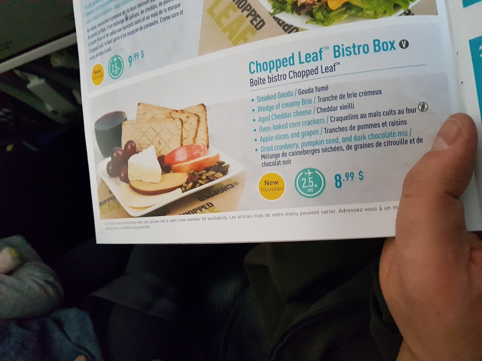 Eating gluten free on WestJet flights