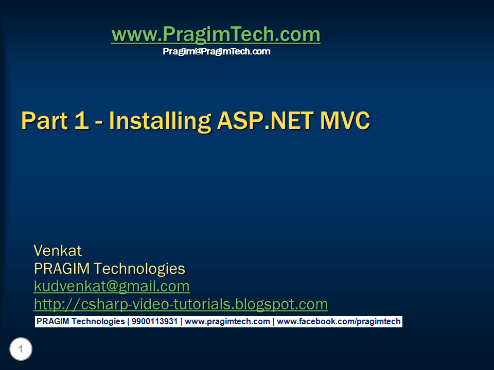 Sql Server Net And C Video Tutorial Part 1 Installing Aspnet Mvc