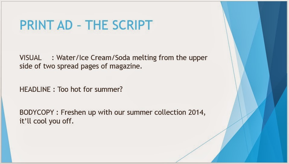 Portfolio Wacoal Summer Collection Print Ad Script