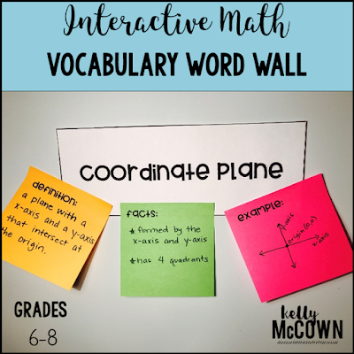 Kelly McCown: Interactive Math Vocabulary Word Wall (Grades 6 to 8)
