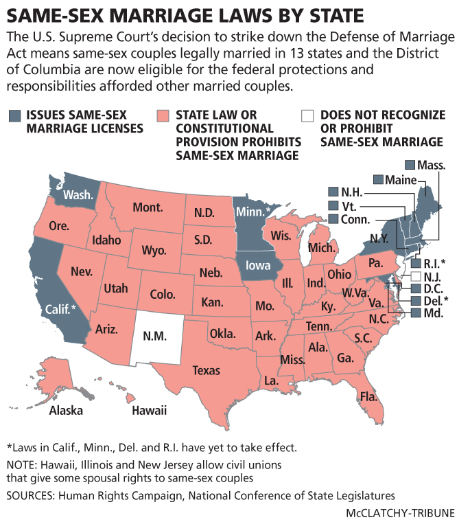 Updated marriage equality map June 2013 - The Randy Report