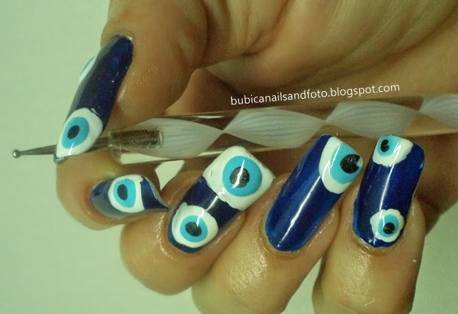 simple nails: 1737 Turkish eyes nail art