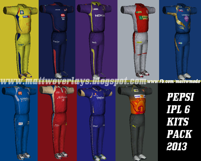 Pepsi IPL 6 Kits Pack for EA Cricket 07(New Replacements) | EA Cricket ...