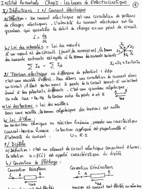 Cours les bases d'électrocinétique | SMC