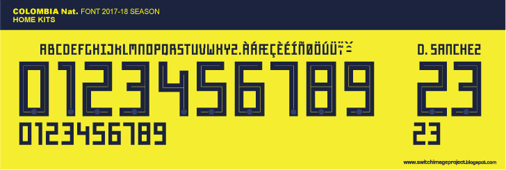 Football teams shirt and kits fan: Font Colombia World Cup 2018