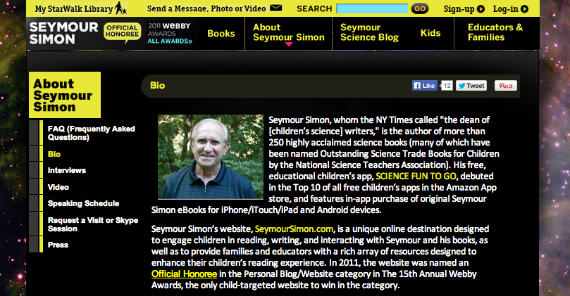 The Library Voice: Our Very Special Friend Seymour Simon Kicks Off ...