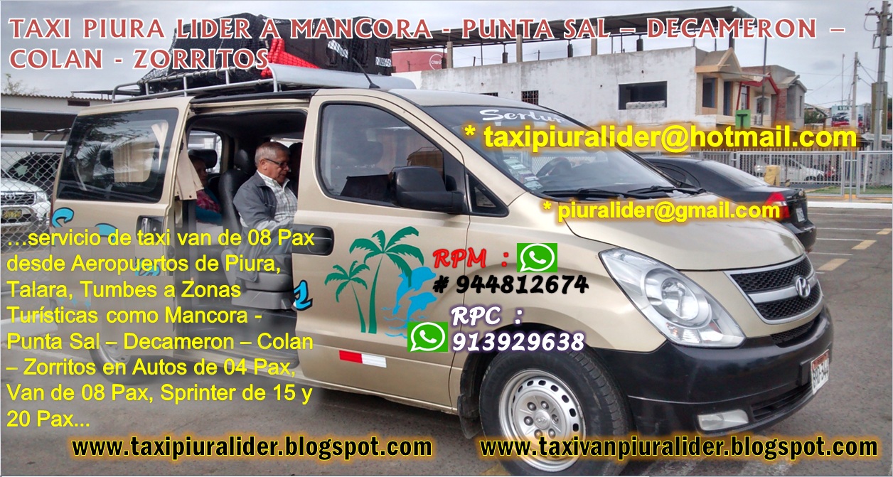 TAXI PIURA LIDER EN VAN A MANCORA - DECAMERON