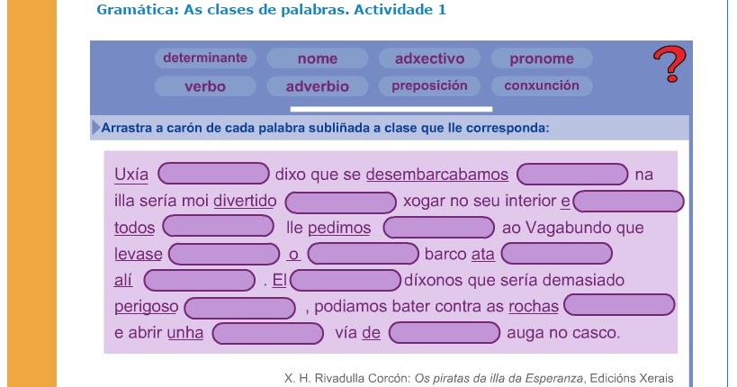 APRENDENDO EN ROXOS: CLASES DE PALABRAS EN GALEGO