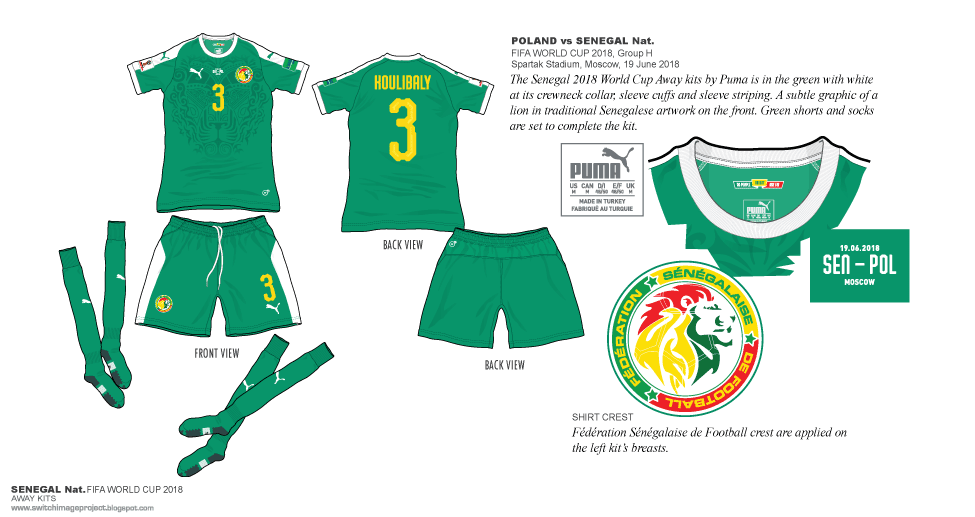 Football teams shirt and kits fan: Senegal WC 2018 Away Kits