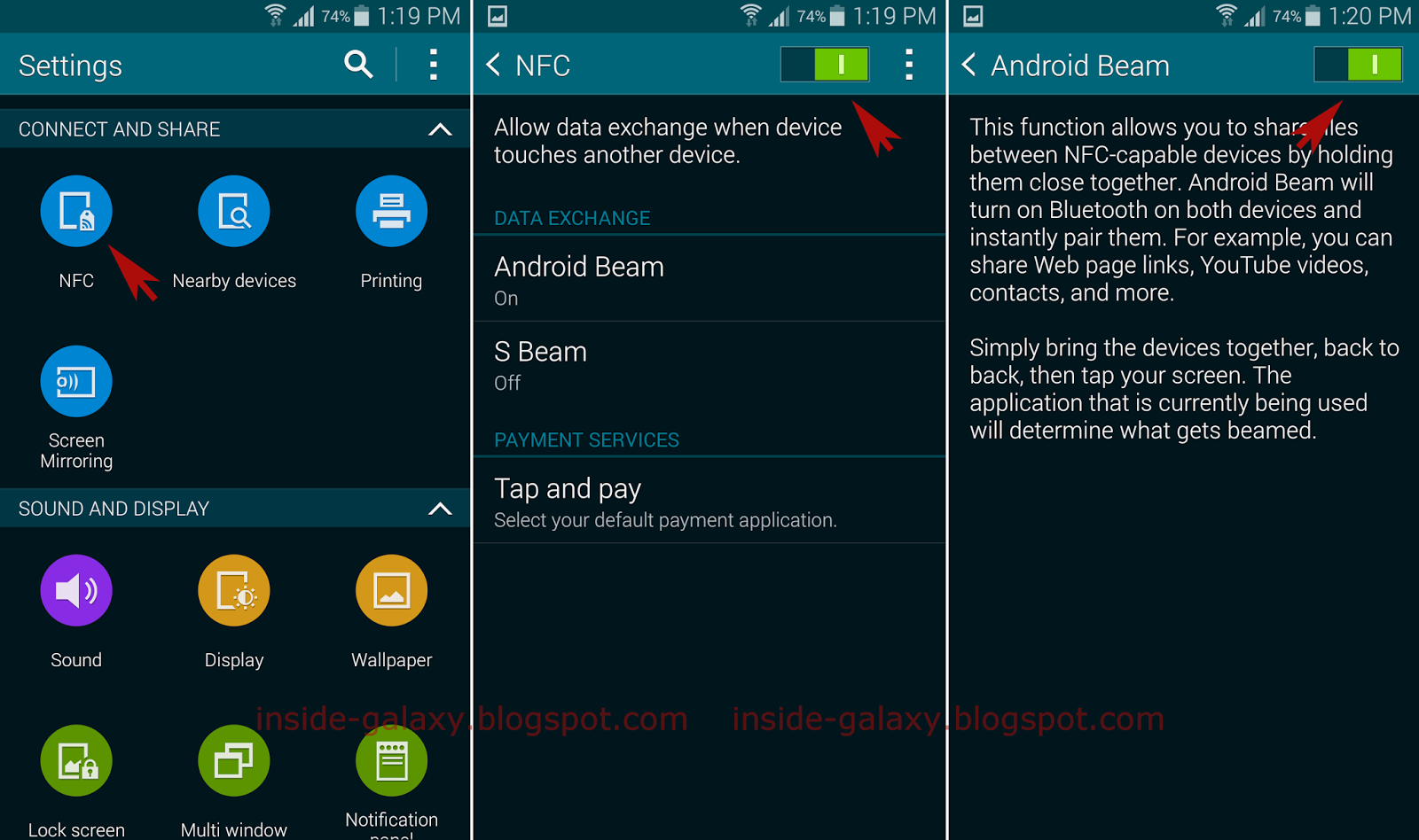 Inside Galaxy: Samsung Galaxy S5: How to Enable and Use Android Beam in ...