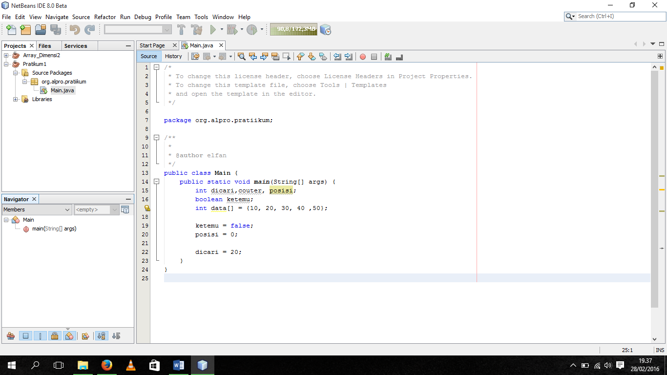 Pencarian Array Dengan Teknik Seuential Search Pada Java Netbeans - Informasi Perkuliahan Terupdate