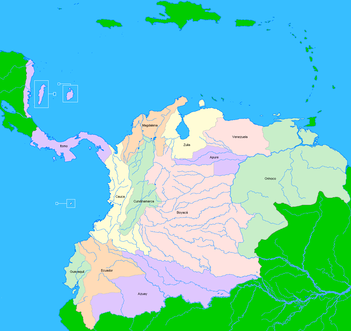 Mapa de la gran colombia para colorear - Imagui