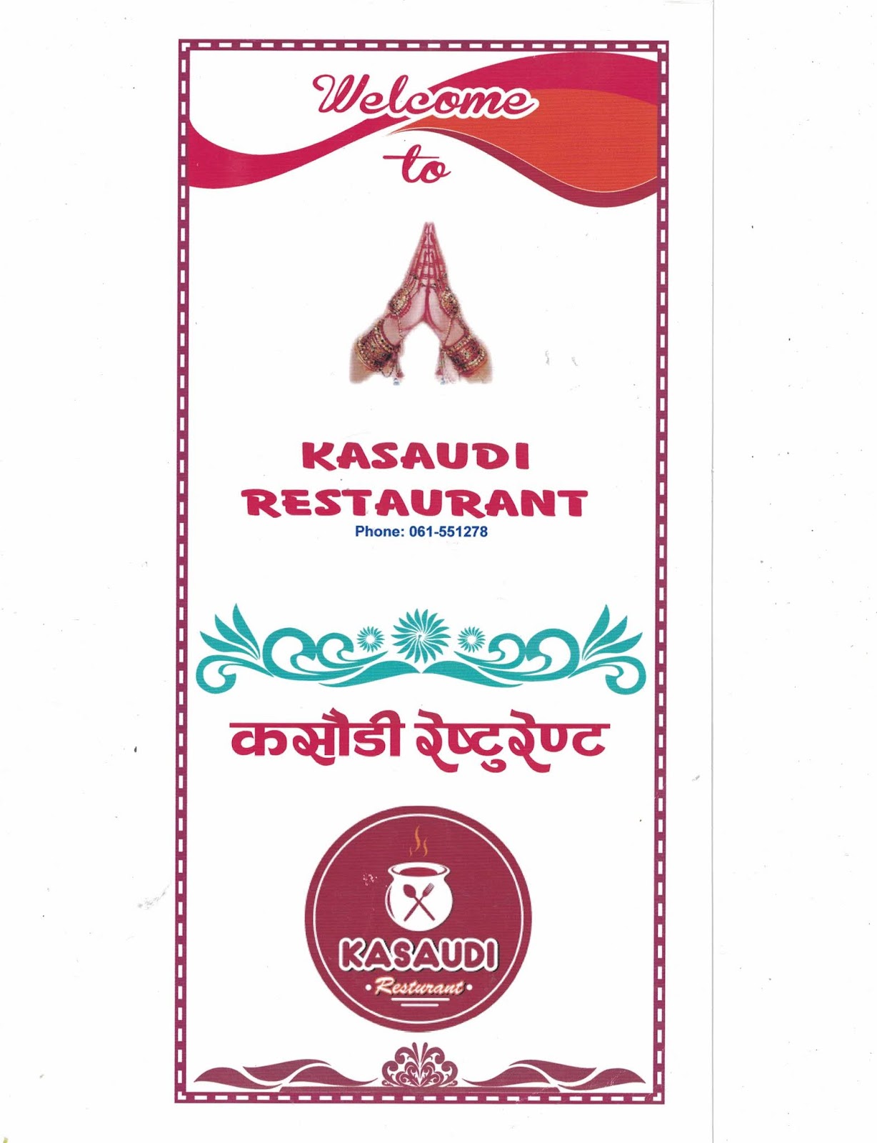 Menu | Kasaudi Restaurant & Tas Ghar