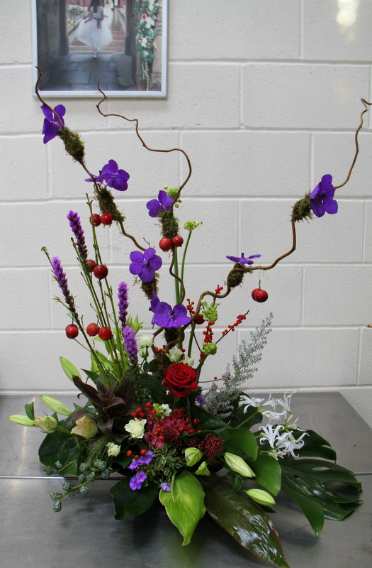 Deep Purple Purple & Ruby Red Romantic Flower Design Arrangement
