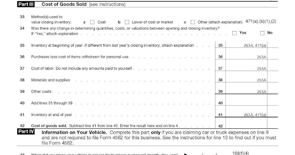 IRS Tax Procedure: Code Sections Form 1040 Schedule C Page 2