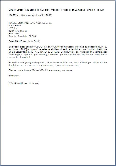 Replacement Request Letter Sample Format