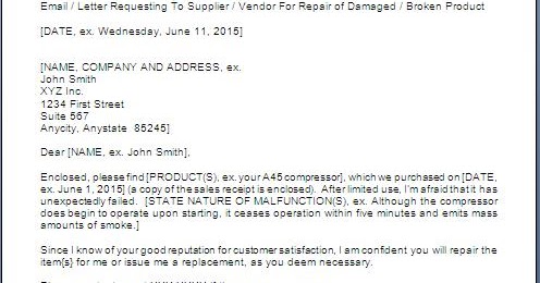 Replacement Request Letter Sample Format