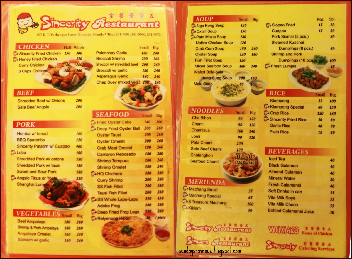 Sunday's Avenue: Sincere Cafe & Restaurant at Banawe St.