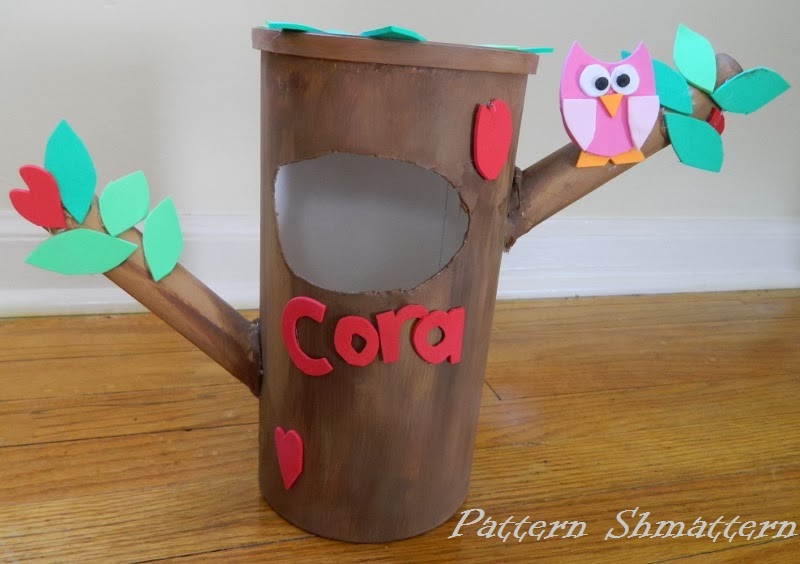 Pattern Shmattern: Owl Tree Valentines Box from an Oatmeal Can