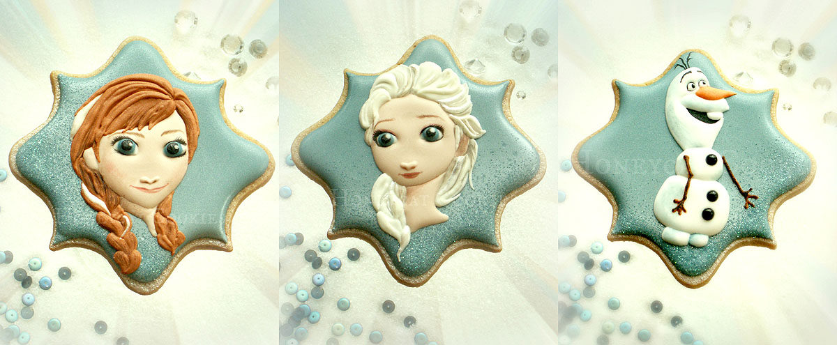 Honeycat Cookies: Anna and Elsa from Frozen Cookie Tutorial